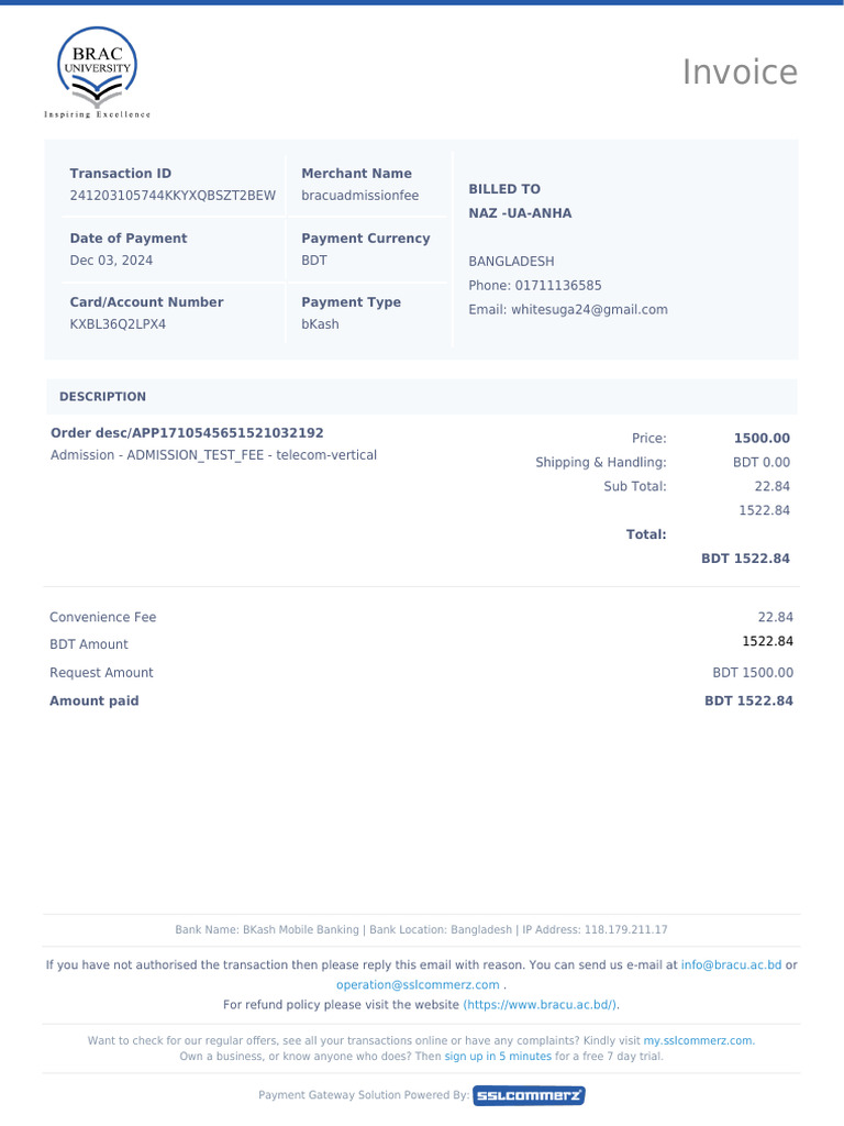 BKash Mobile Banking Transaction Details | PDF | Payments | Financial ...