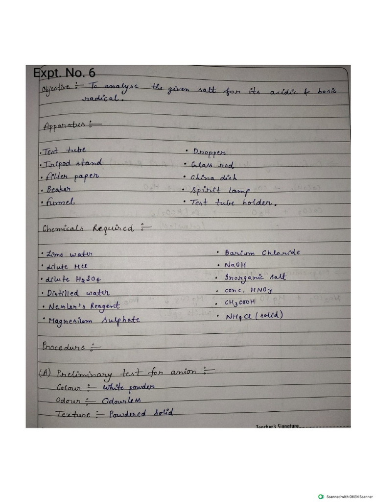 Chemistry Practical File | PDF