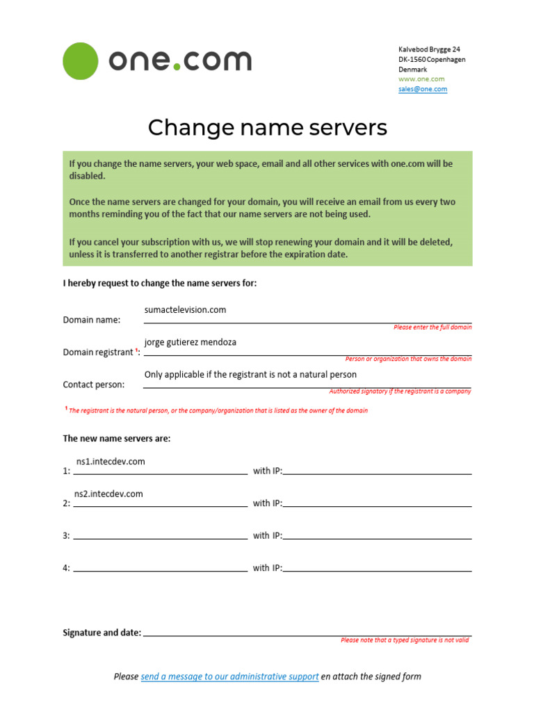 Request To Change Name Servers | PDF | Domain Name Registrar | Internet ...