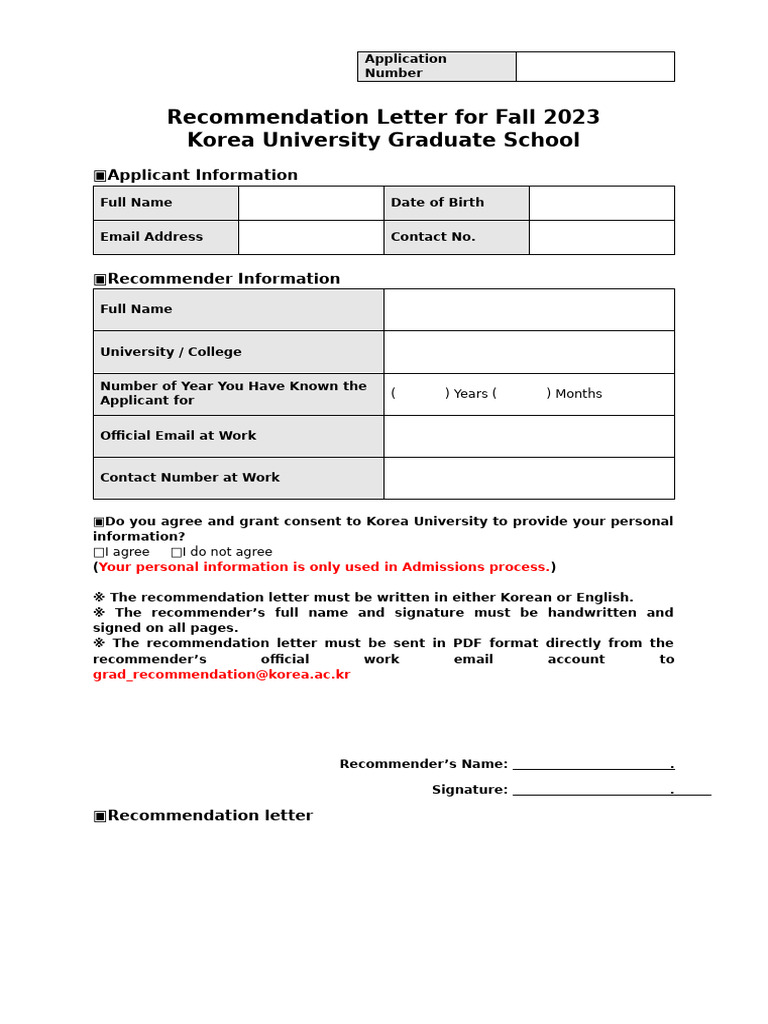 Recommendation Letter For Fall 2023 | PDF