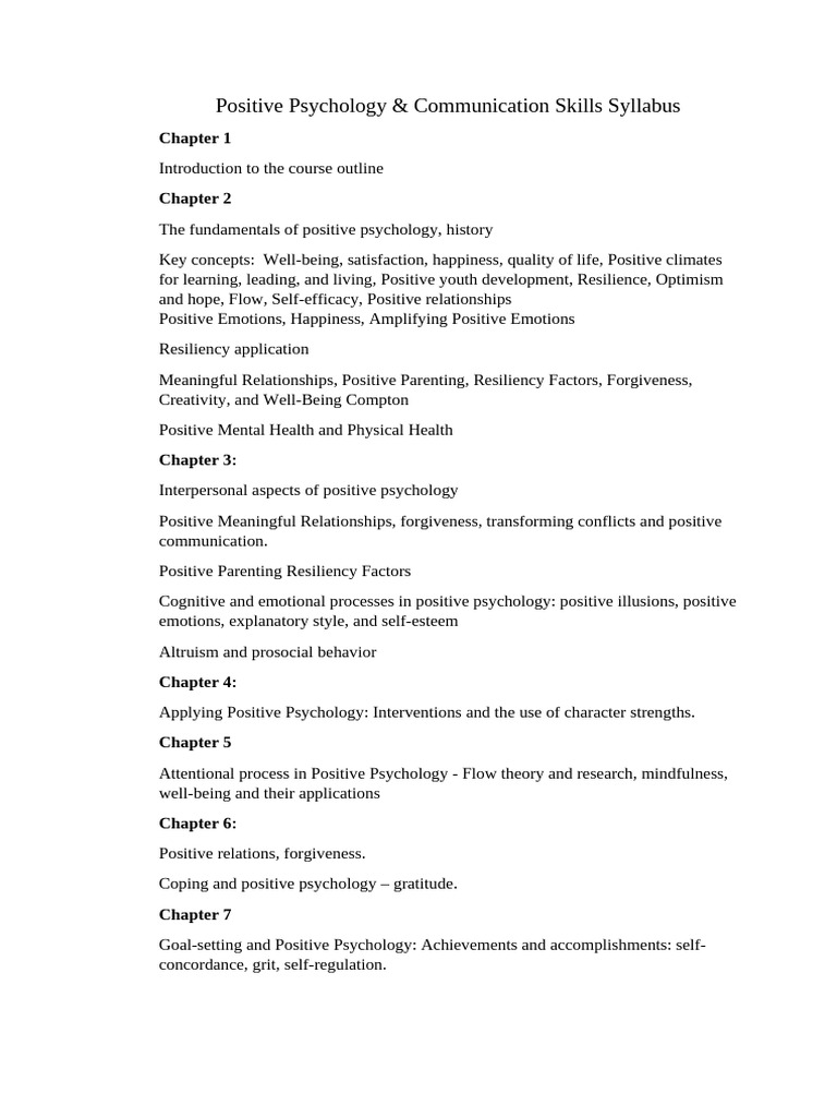 Positive Psychology & Communication Skills | PDF