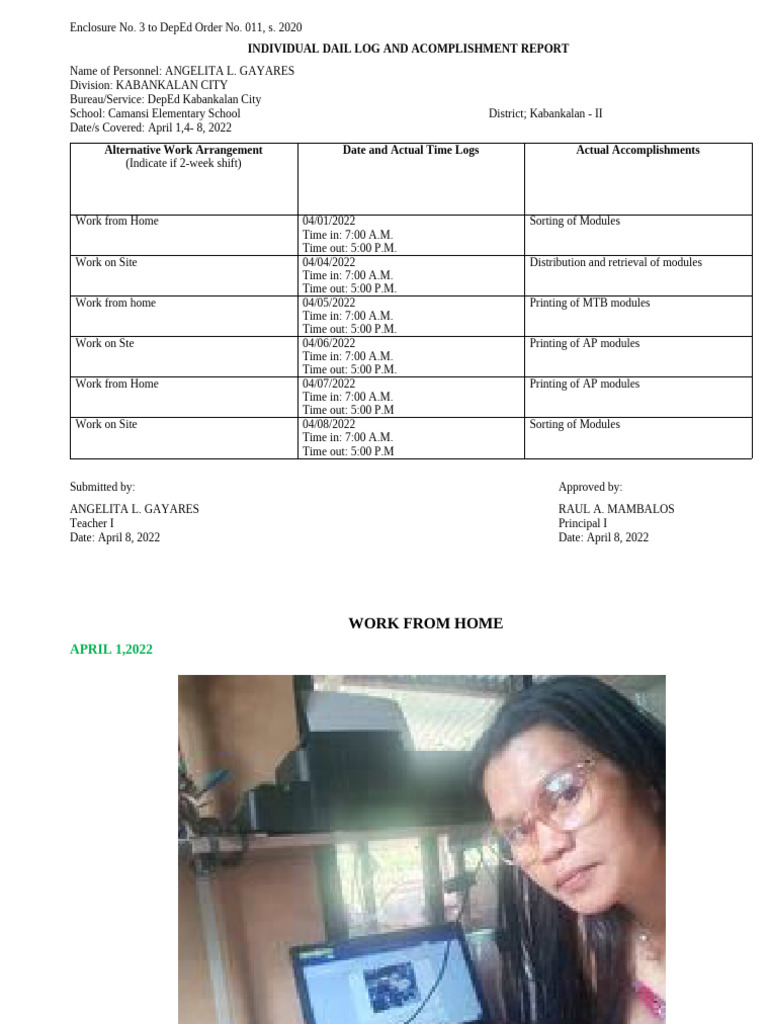 Accomplishment Report April 1,4-8 | PDF | Philippines | Public ...