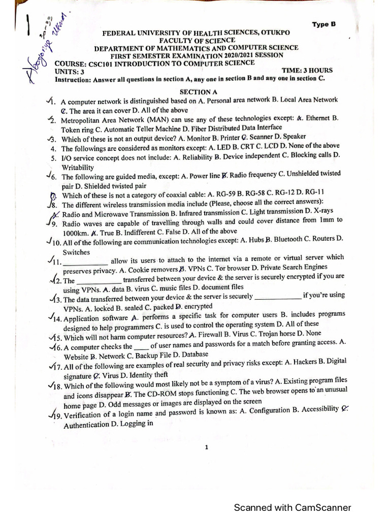 CSC101 First Semesterfhhcfggvv | PDF