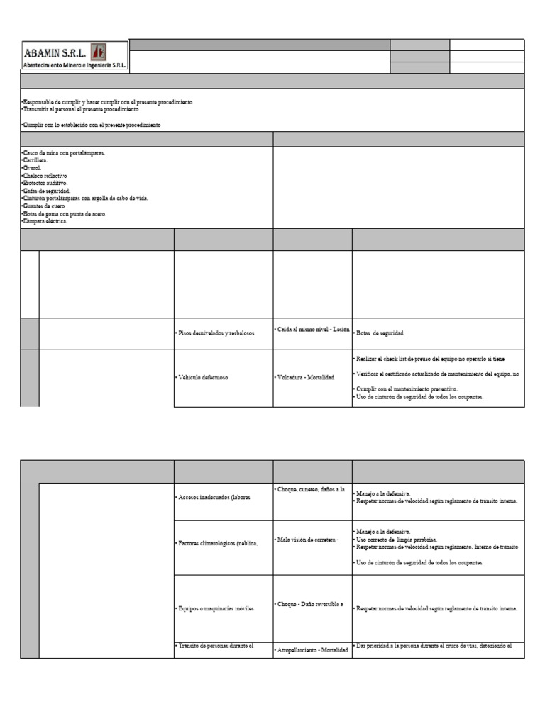 Abm - Hse.pr.02 Traslado - Material - Camioneta | PDF
