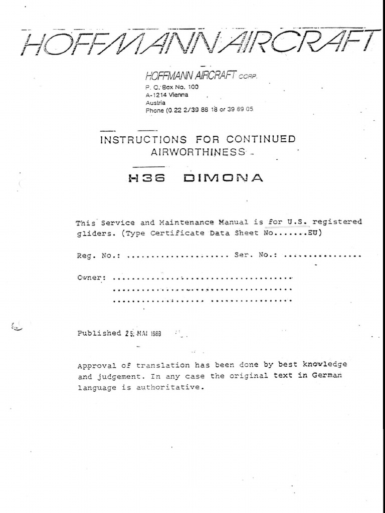 Diamond H36 Dimona AMM | PDF