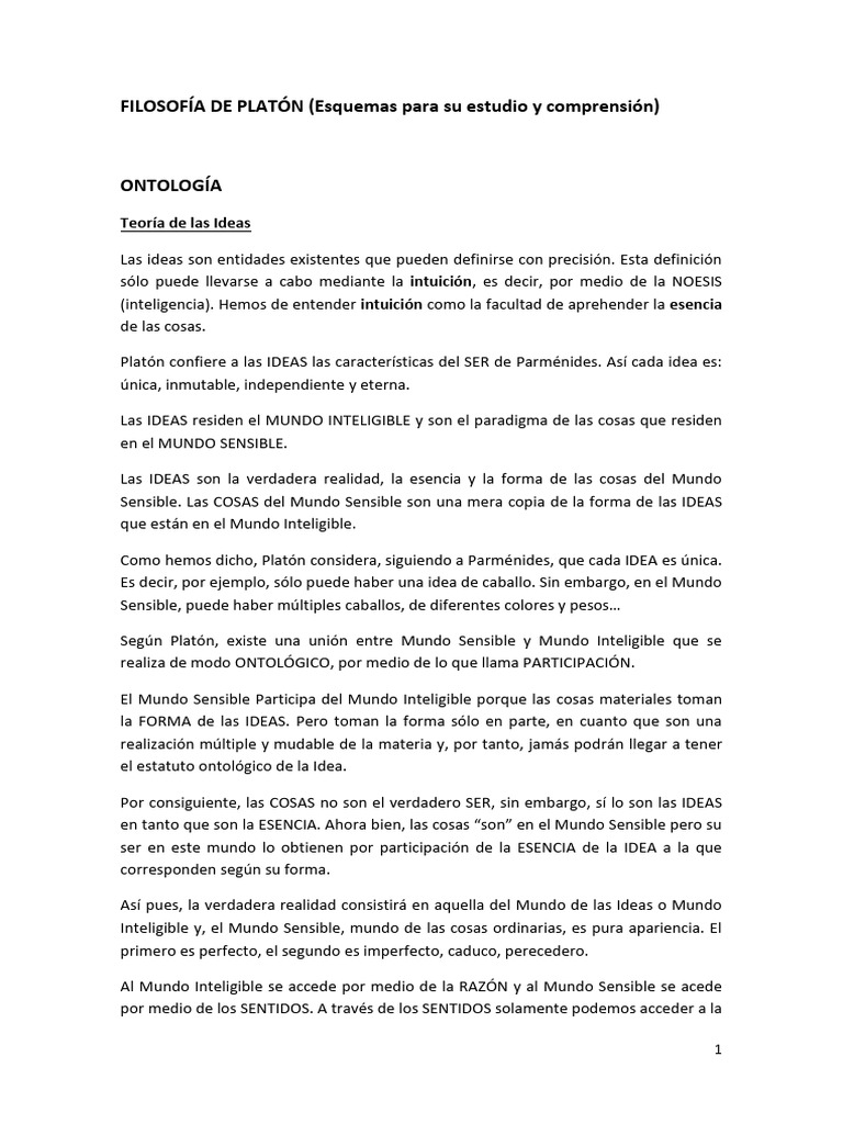 FILOSOFÍA DE PLATÓN | PDF | Platón | Conocimiento