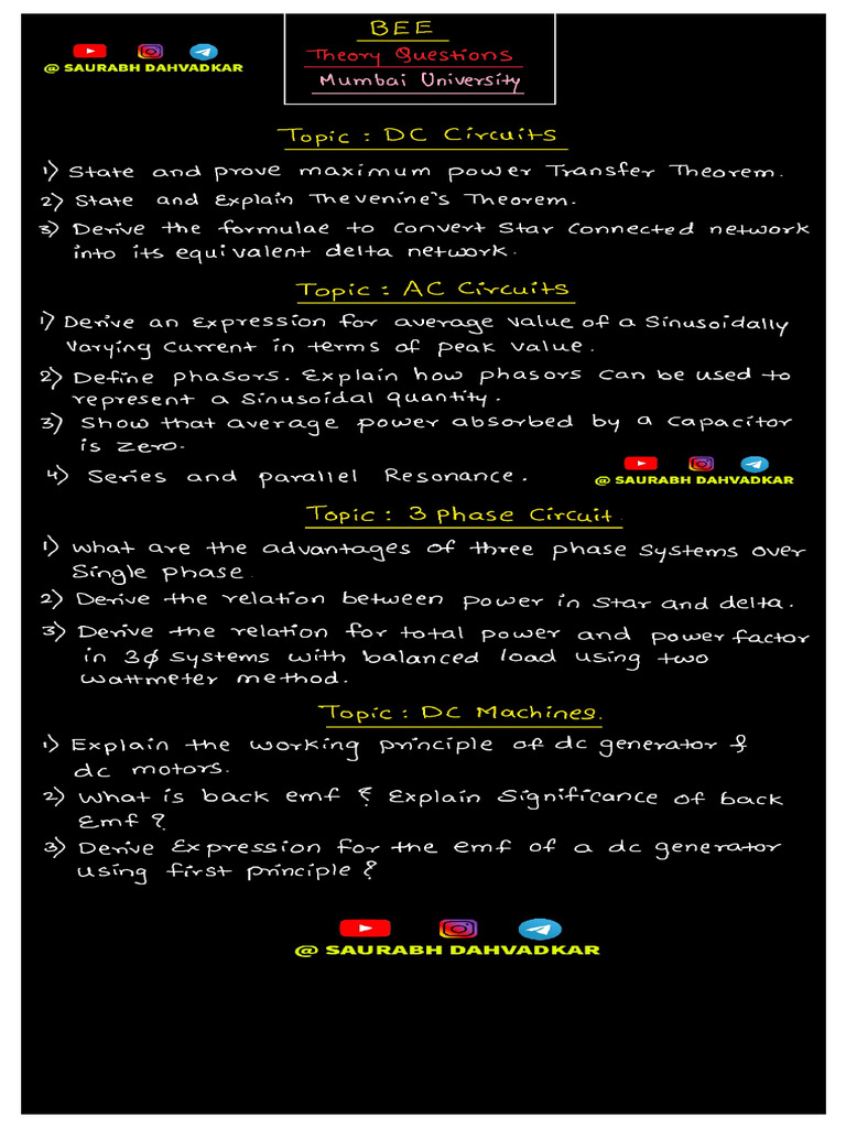 BEE THEORY QUESTIONS by SAURABH DAHIVADKAR | PDF