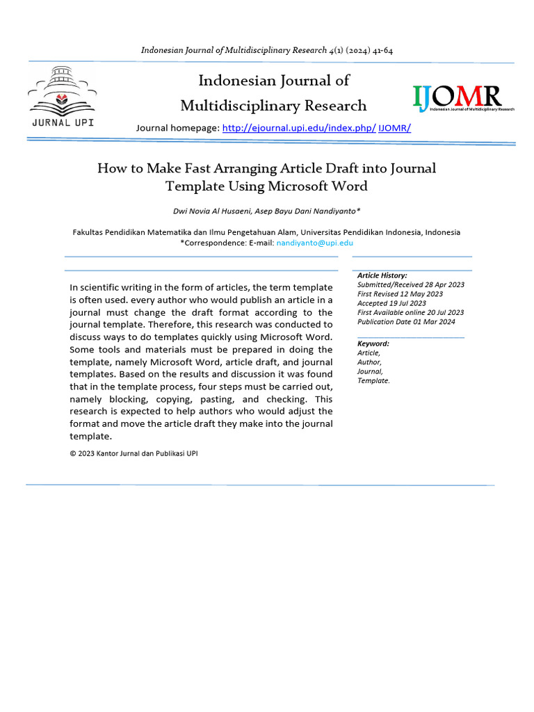 Quick Journal Template Guide | PDF | Microsoft Word | Written Communication