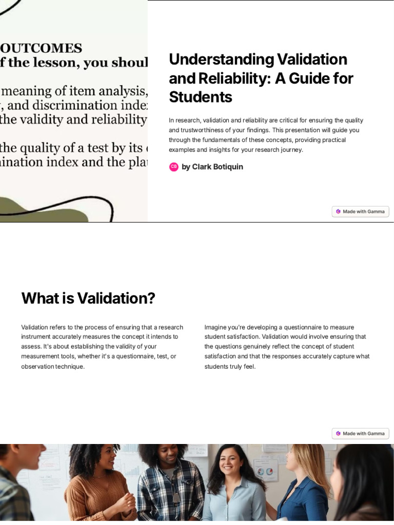 Understanding Validation and Reliability a Guide for Students | PDF | Validity (Statistics ...