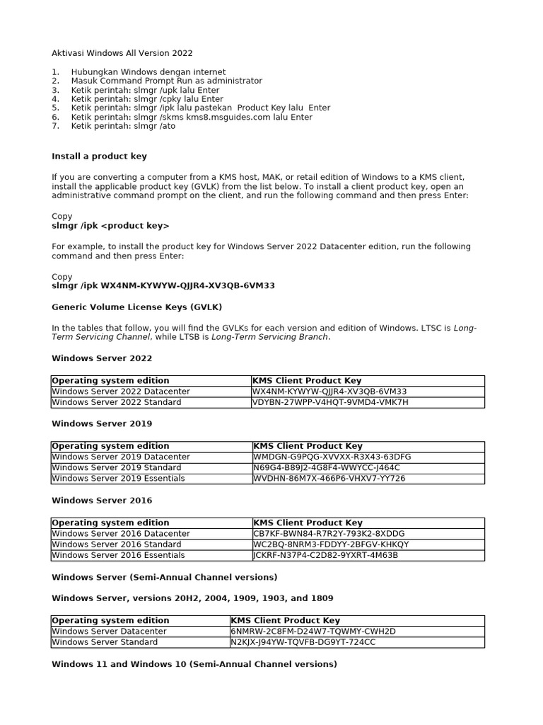 Aktivasi Windows All Version 2022 | PDF | Hyper V | Microsoft Windows