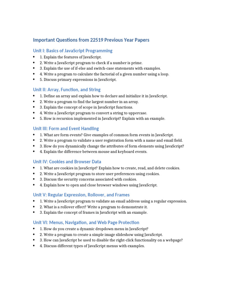 Important Questions Document | PDF