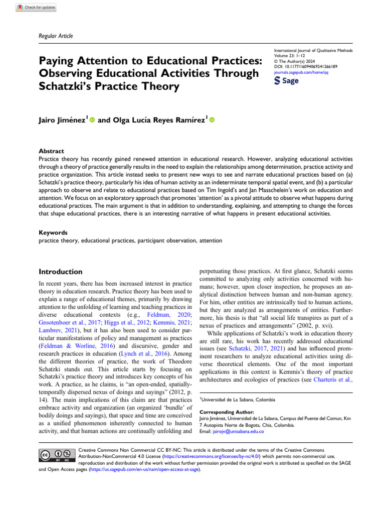 Jimenez Reyes Ramirez 2024 Paying Attention To Educational Practices ...