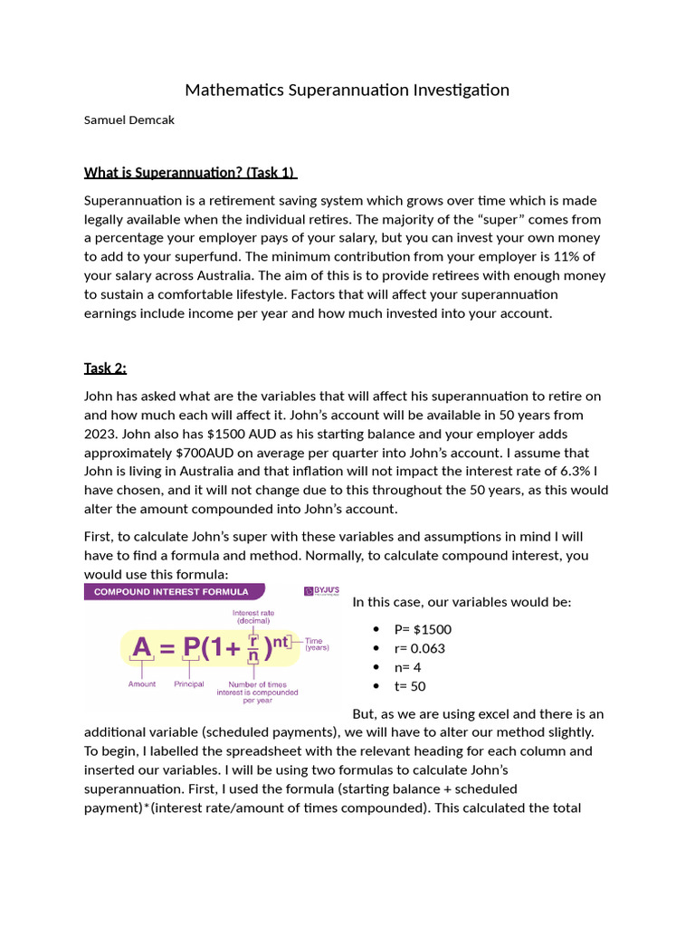 Superannuation Impact Analysis for John | PDF | Interest | Pension