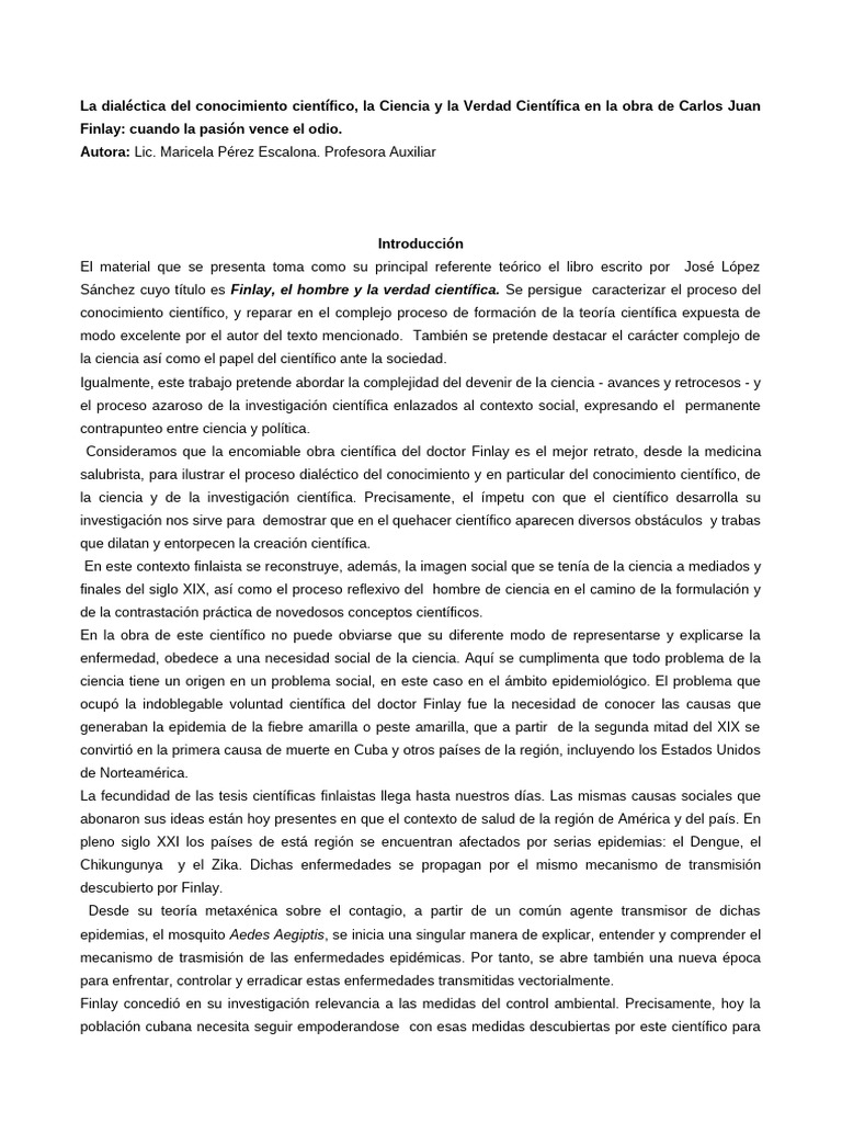 Articulo Sobre Finlay | PDF | Verdad | Teoría