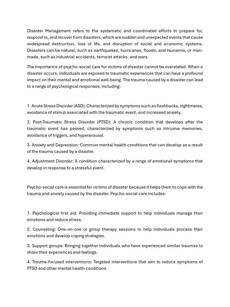 disaster management | PDF | Psychological Trauma | Psychological Resilience