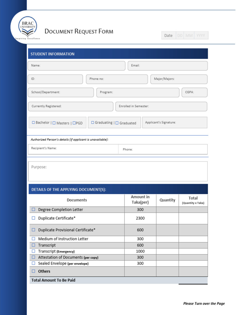 Document Request Form COE | PDF