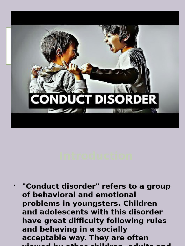 Conduct Disorder PPT 01 | PDF | Mental Disorder | Antisocial ...