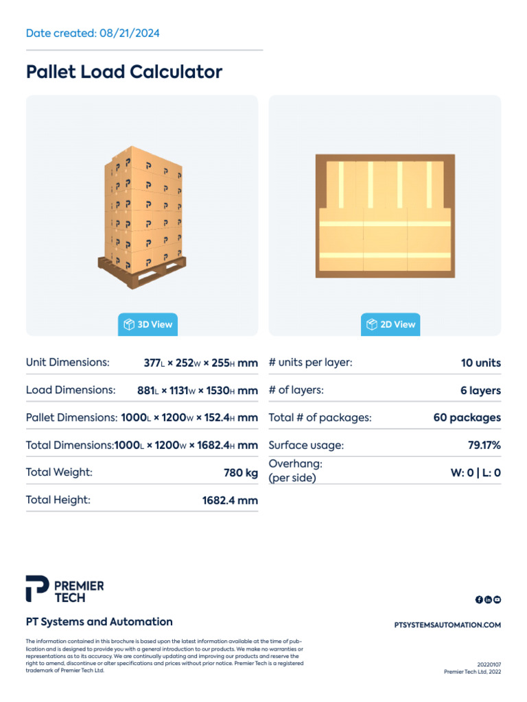 Premier Tech Pallet Calculator - Configuration Results-3 | PDF