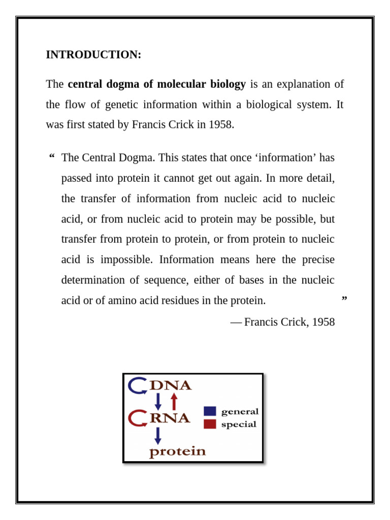 central dogma theory | PDF | Rna | Translation (Biology)