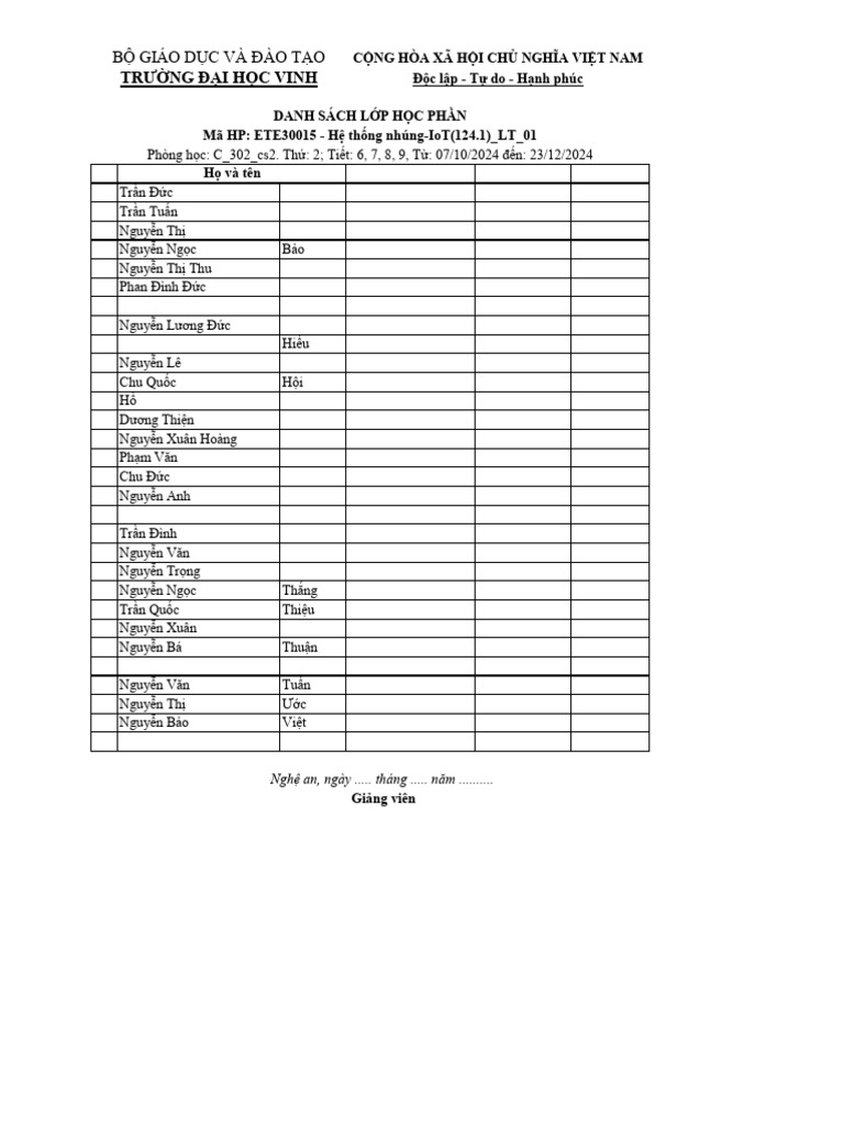 K62 ETE30015 - Hệ thống nhúng-IoT(124.1)_LT_01 danh sach thi giua ky | PDF