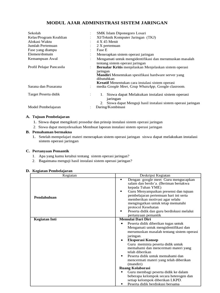 MODUL AJAR ASJ kelas XI | PDF