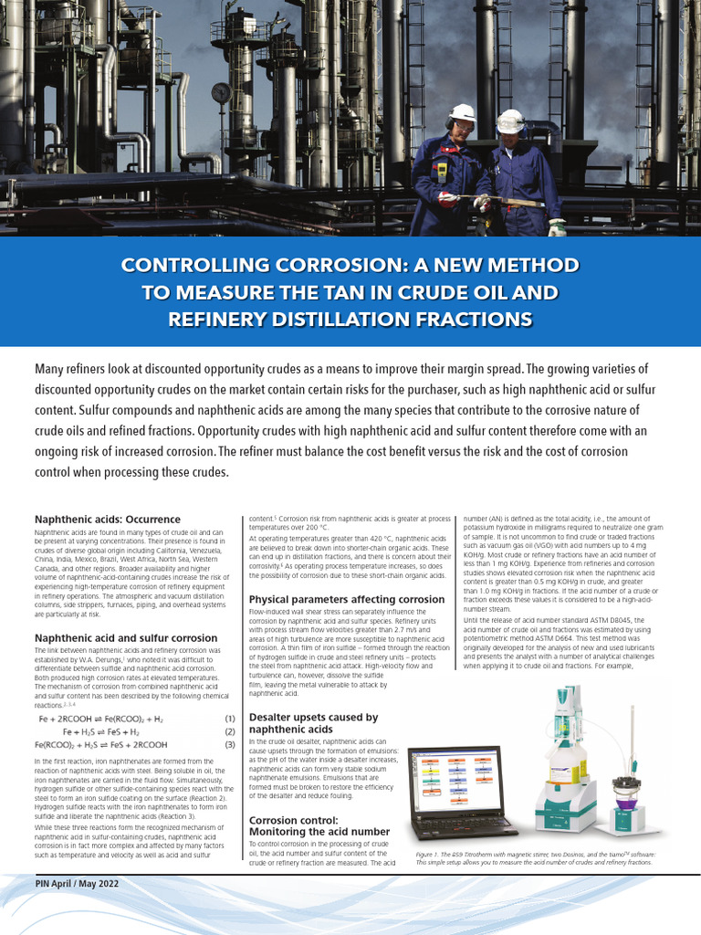 Controlling Corrosion A New Method To Measure The TAN in Crude Oil and ...