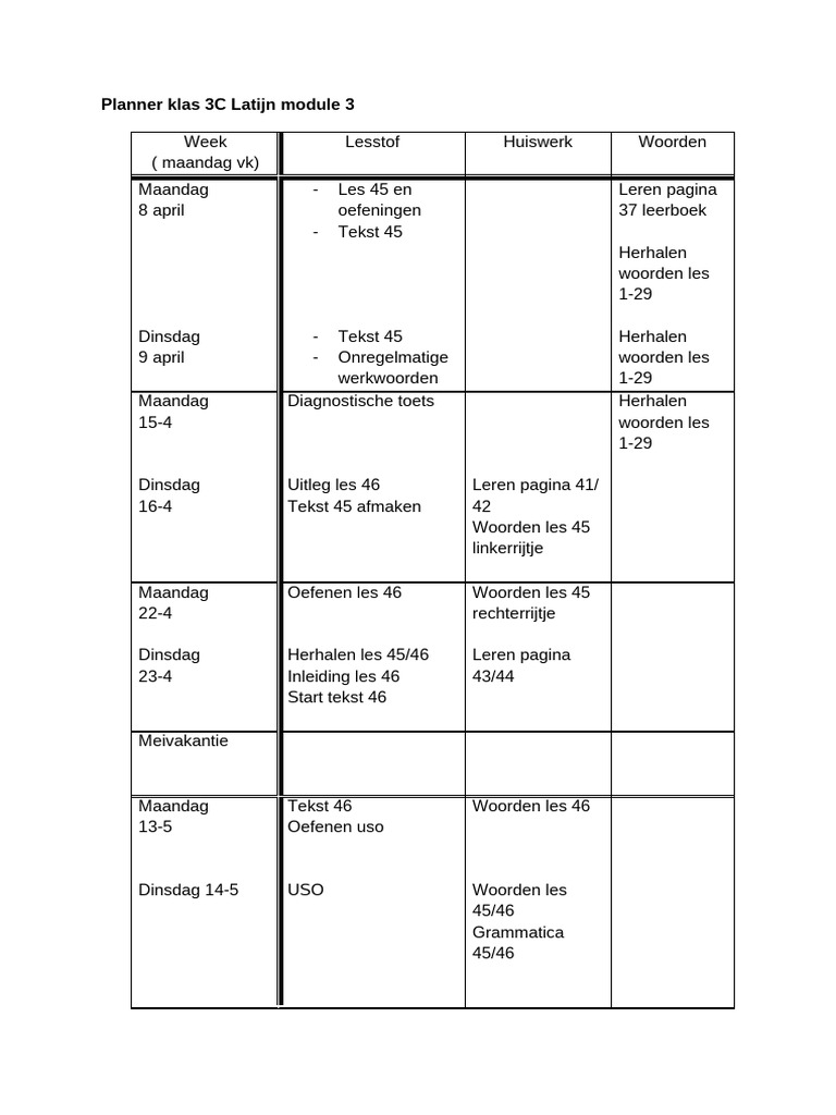 2324 PLanner Klas 3C Latijn m3 | PDF