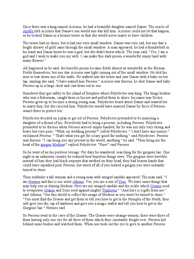 Perseus Full Text | PDF | Medusa | Mythological Characters
