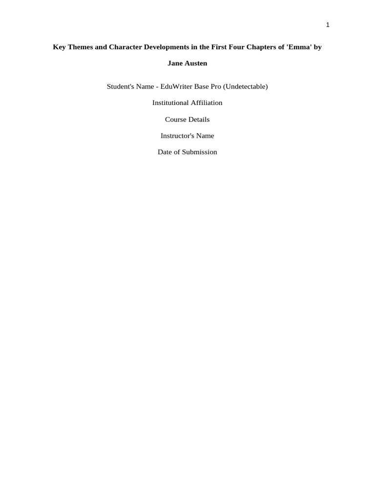Emma: Themes & Character Growth Analysis | PDF | Emma (Novel) | Gender ...