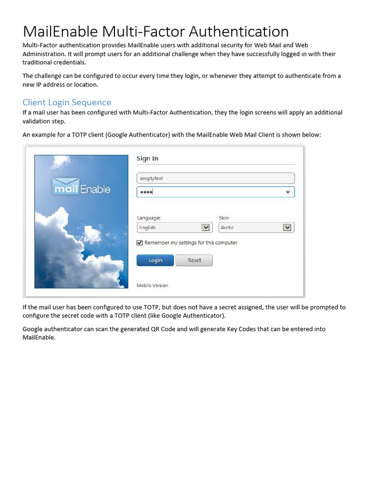 MaiEnable MultiFactor Authentication SSteps | PDF | Login | Authentication