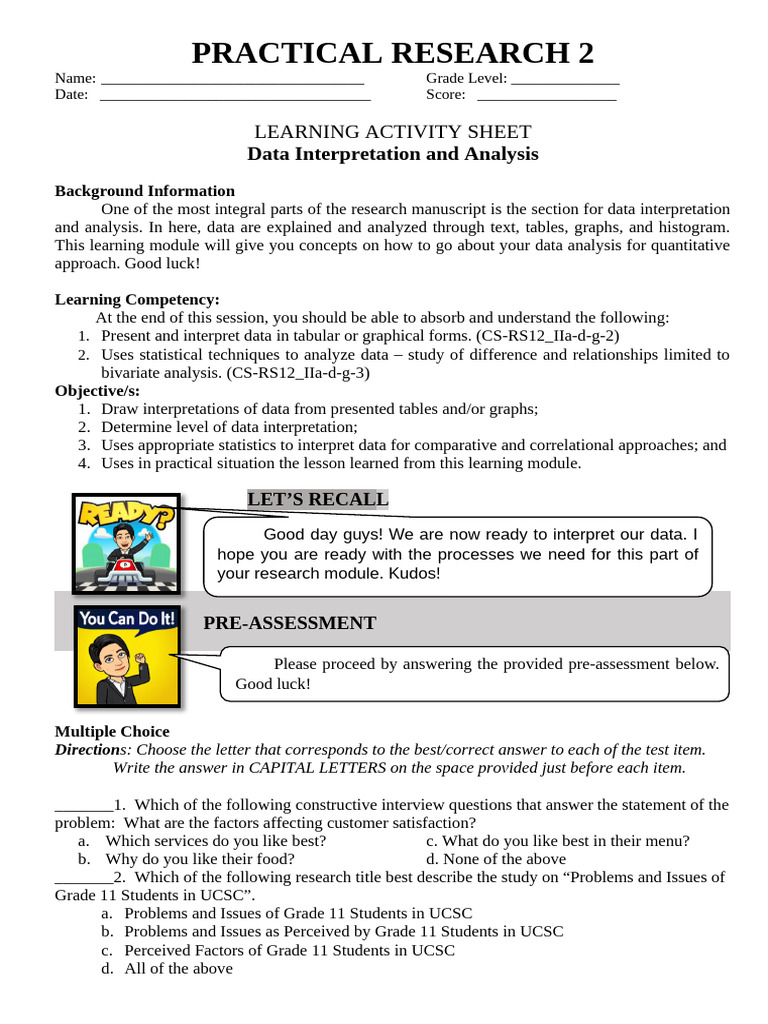 Data Analysis & Interpretation | PDF | Statistics | Quantitative Research