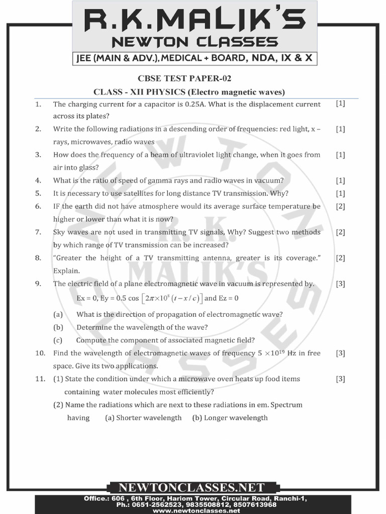 Electro Magnetic Waves T2 GG | PDF