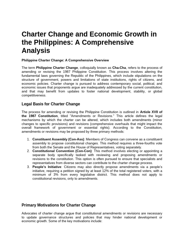 Philippine Charter Change and Growth | PDF | Foreign Direct Investment ...