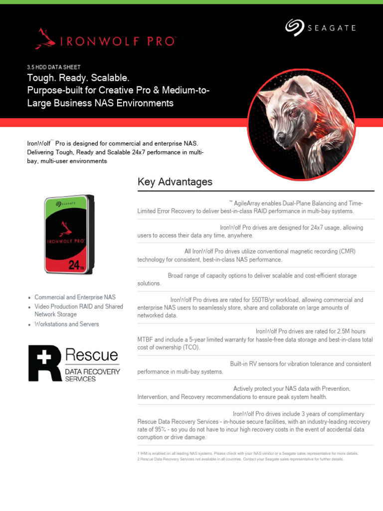 Seagate Ironwolf Pro 16 TB Enterprise Nas Internal HDD st16000nt001 ...