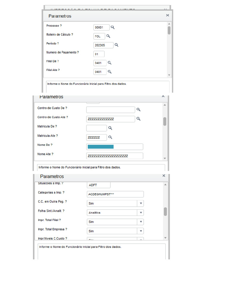 Relatorio Resumo Folha Parametros | PDF