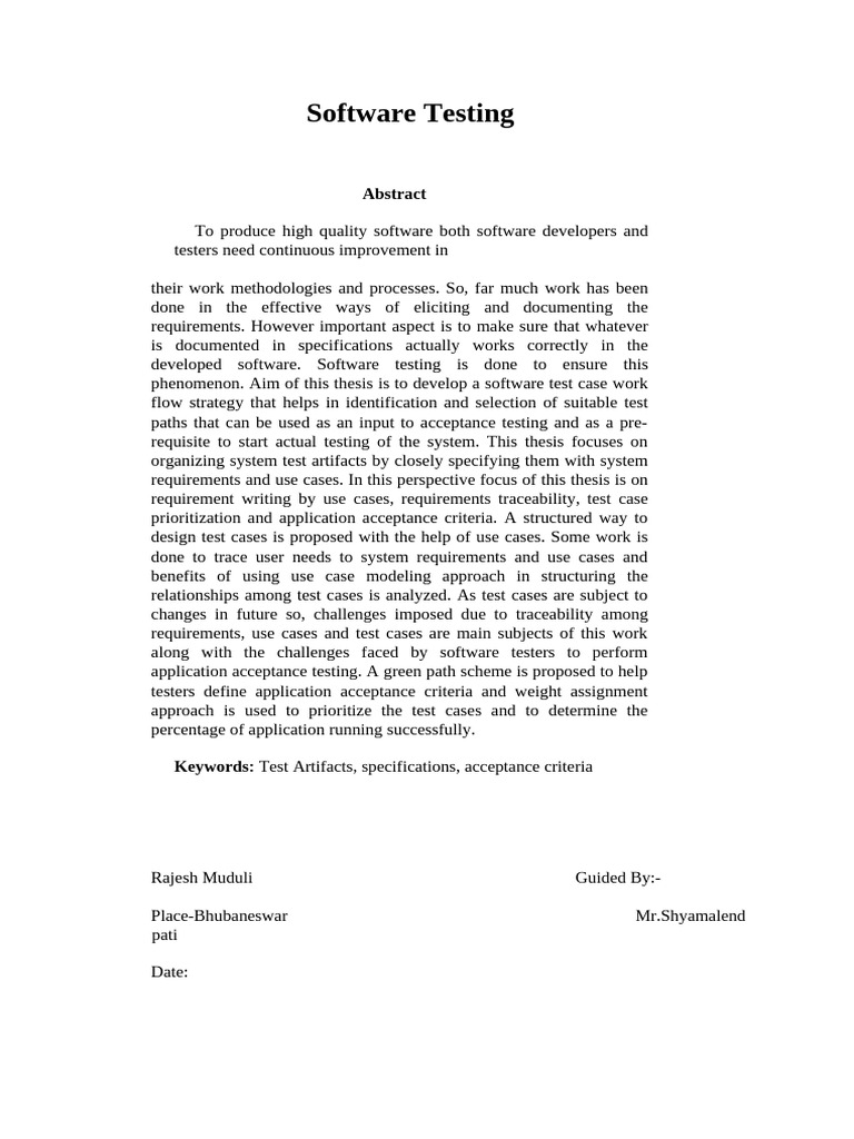 Abstract of Software Testing | PDF