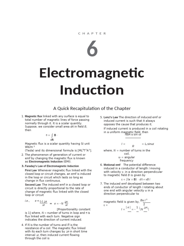 6 Electromagnetic Induction Pdf Electromagnetic Induction Inductance 4247