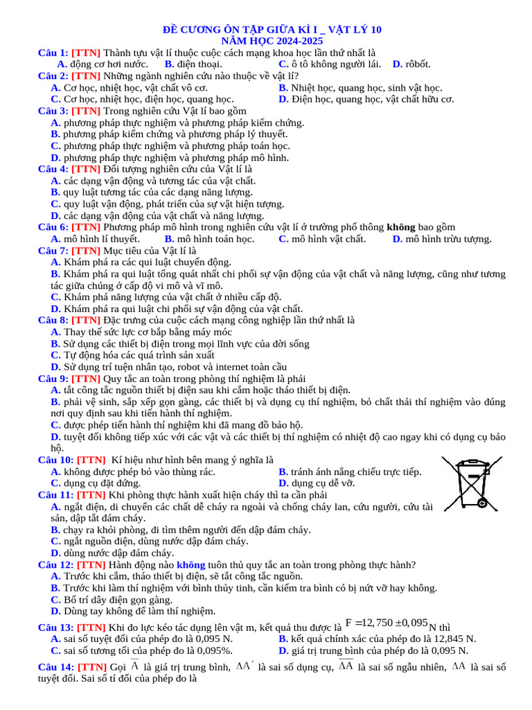 đề cương 10 - GKI - HS | PDF