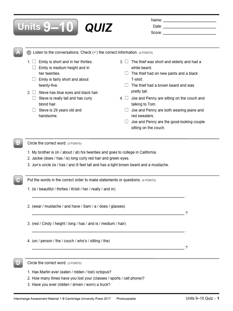 Units 9-10 Quiz | PDF