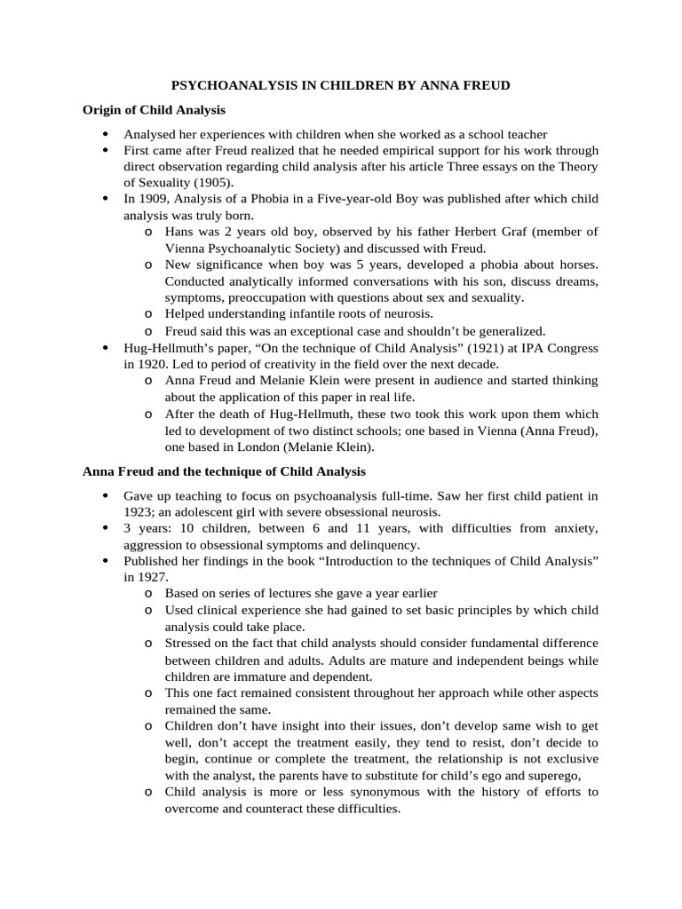 PSYCHOANALYSIS IN CHILDREN BY ANNA FREUD | PDF | Psychoanalysis ...