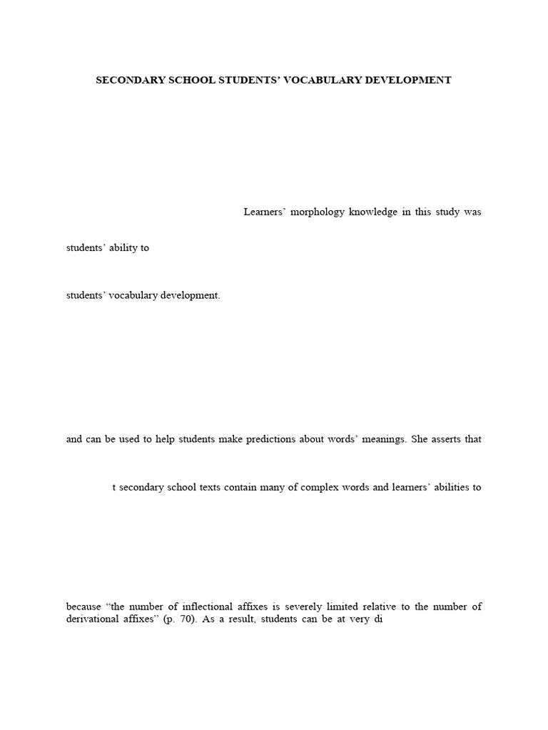 Morphemic Analysis Impact on ESL Vocabulary | PDF | Morphology ...