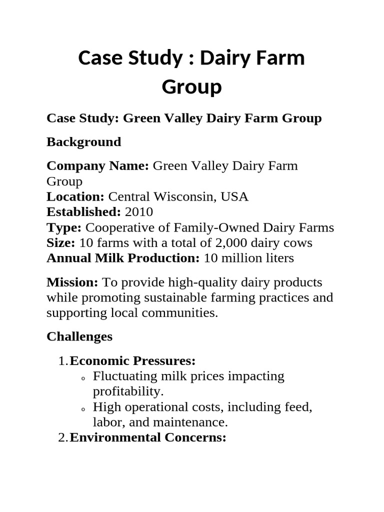 Case Study Dairy Farm Group | PDF | Dairy | Dairy Farming