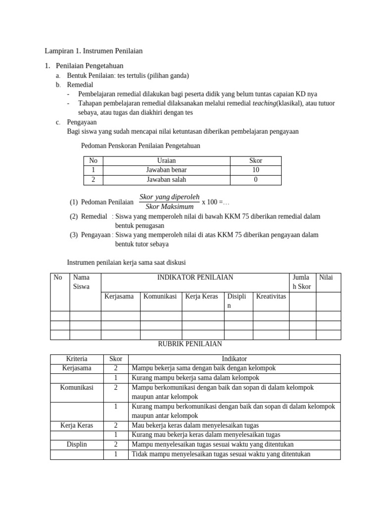 Lampiran 1 Penilaian | PDF