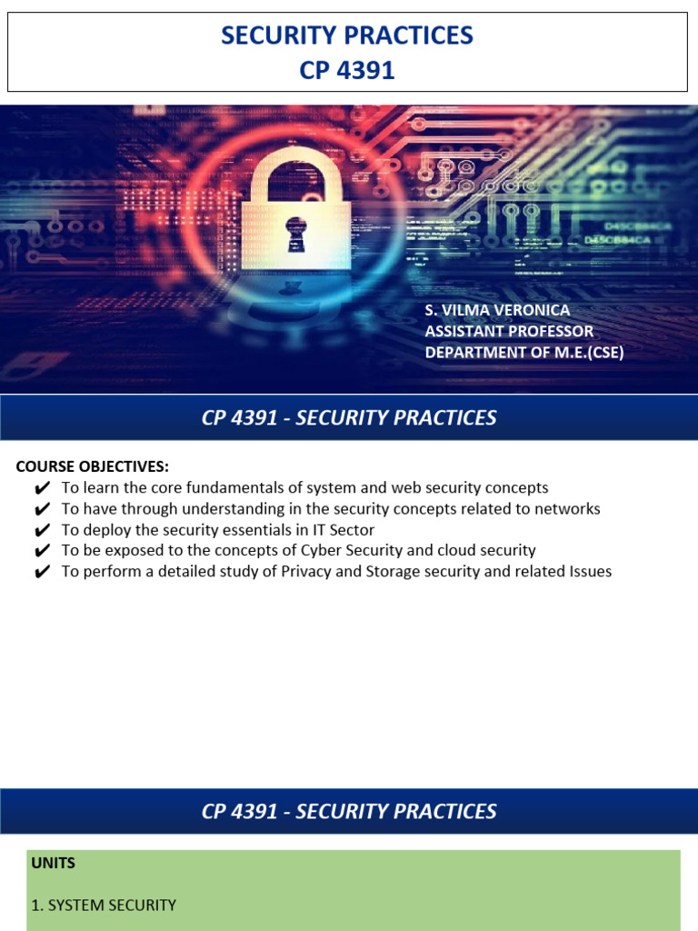 CP 4391: Security Practices Overview | PDF | Information Security ...