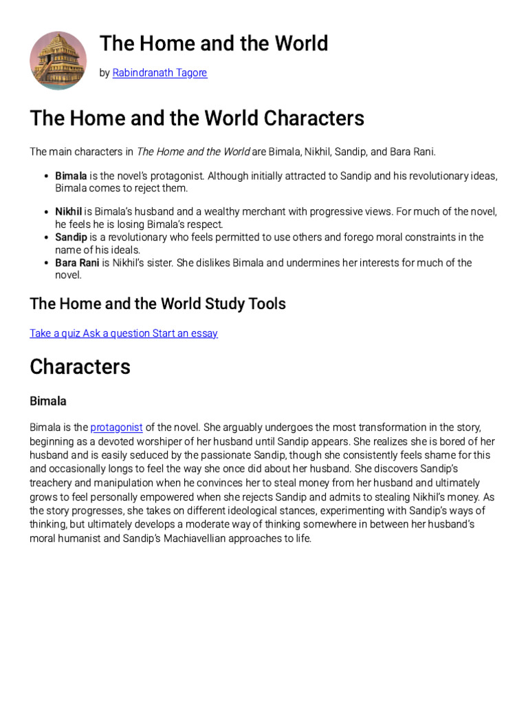 The Home and The World Characters | PDF