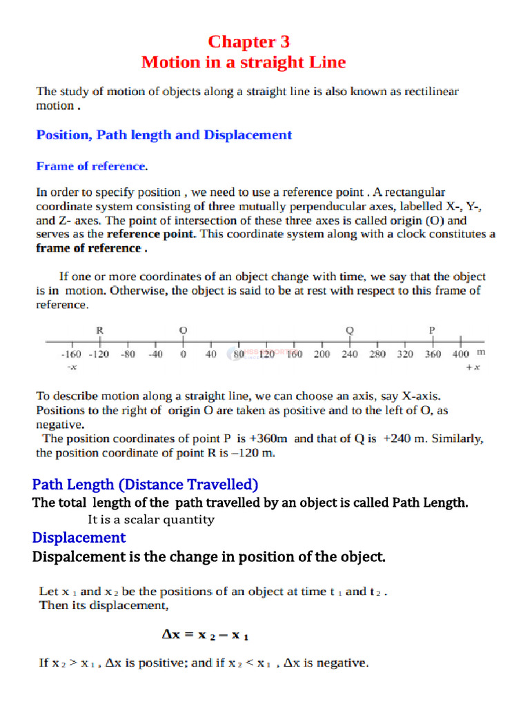 HSSRPTR - Plus One Chapter 3 | PDF | Velocity | Speed