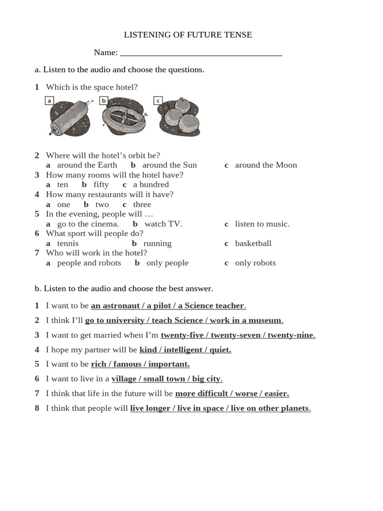 Listening of Future Tense | PDF