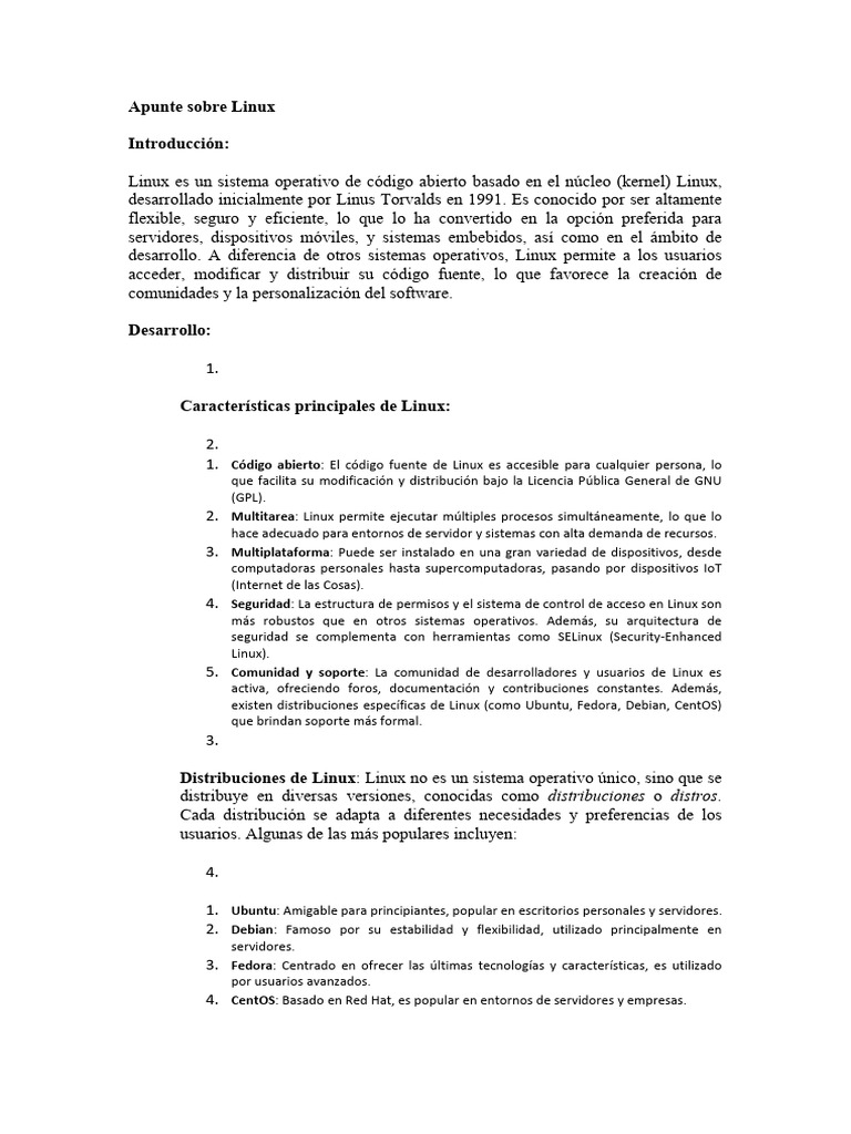 Apunte Sobre Linux | PDF | Distribución de Linux | Servidor (Computación)