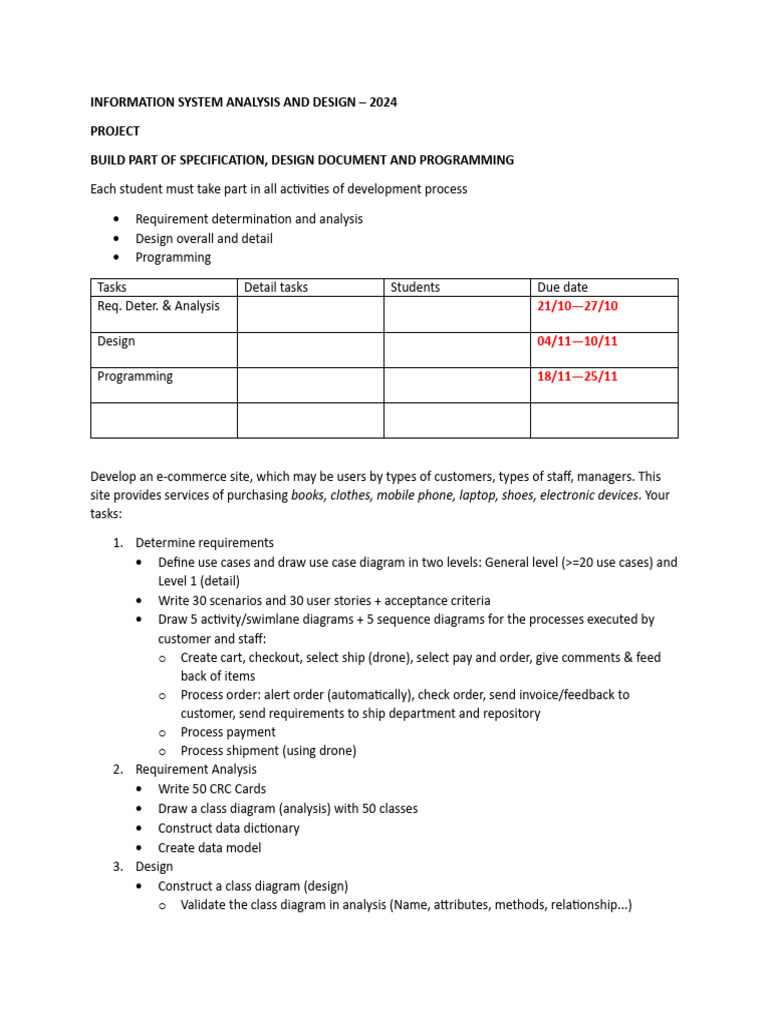 IS_AnalysisDesign-PROJECT_10.2024 | PDF | Use Case | Data Model