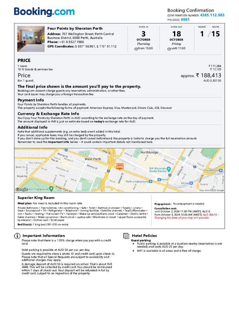 Four Points Hotel Booking | PDF